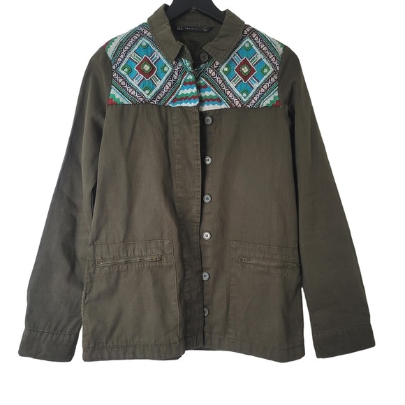 Zara | Jackets & Coats | Womens Utility Jacket Beaded Zara Trafaluc ...